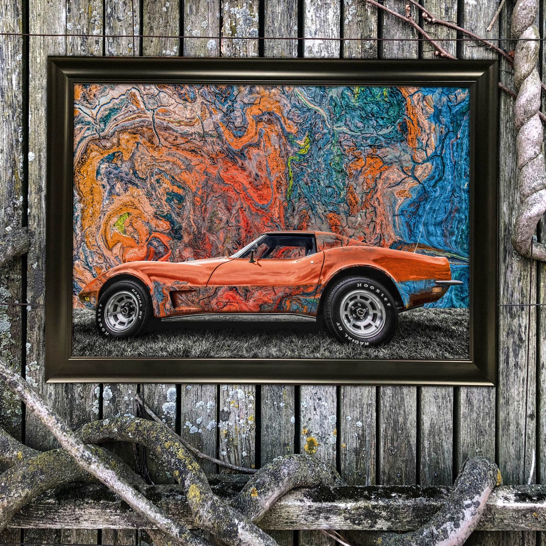 Chevrolet Corvette Abstract Art Print Wall Hanging Mixed Media 12x18 ...