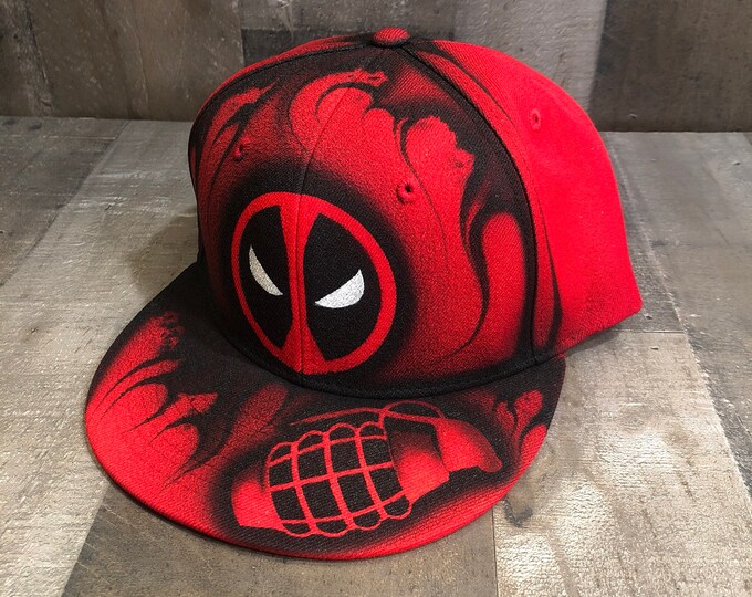 Airbrushed Deadpool Snapback Hat Hand Painted Airbrush - Etsy