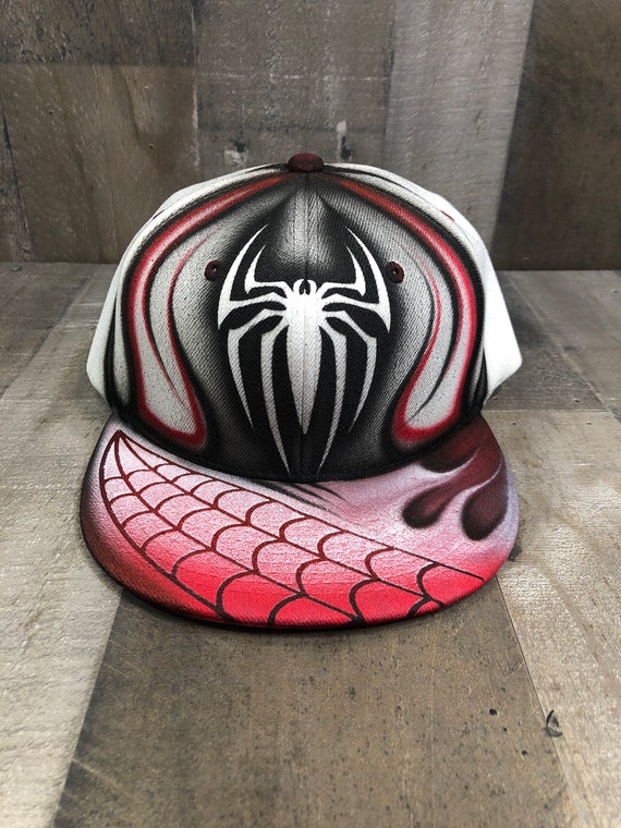 Airbrushed Spiderman Spider Snapback Hat Hand Painted Airbrush | Etsy