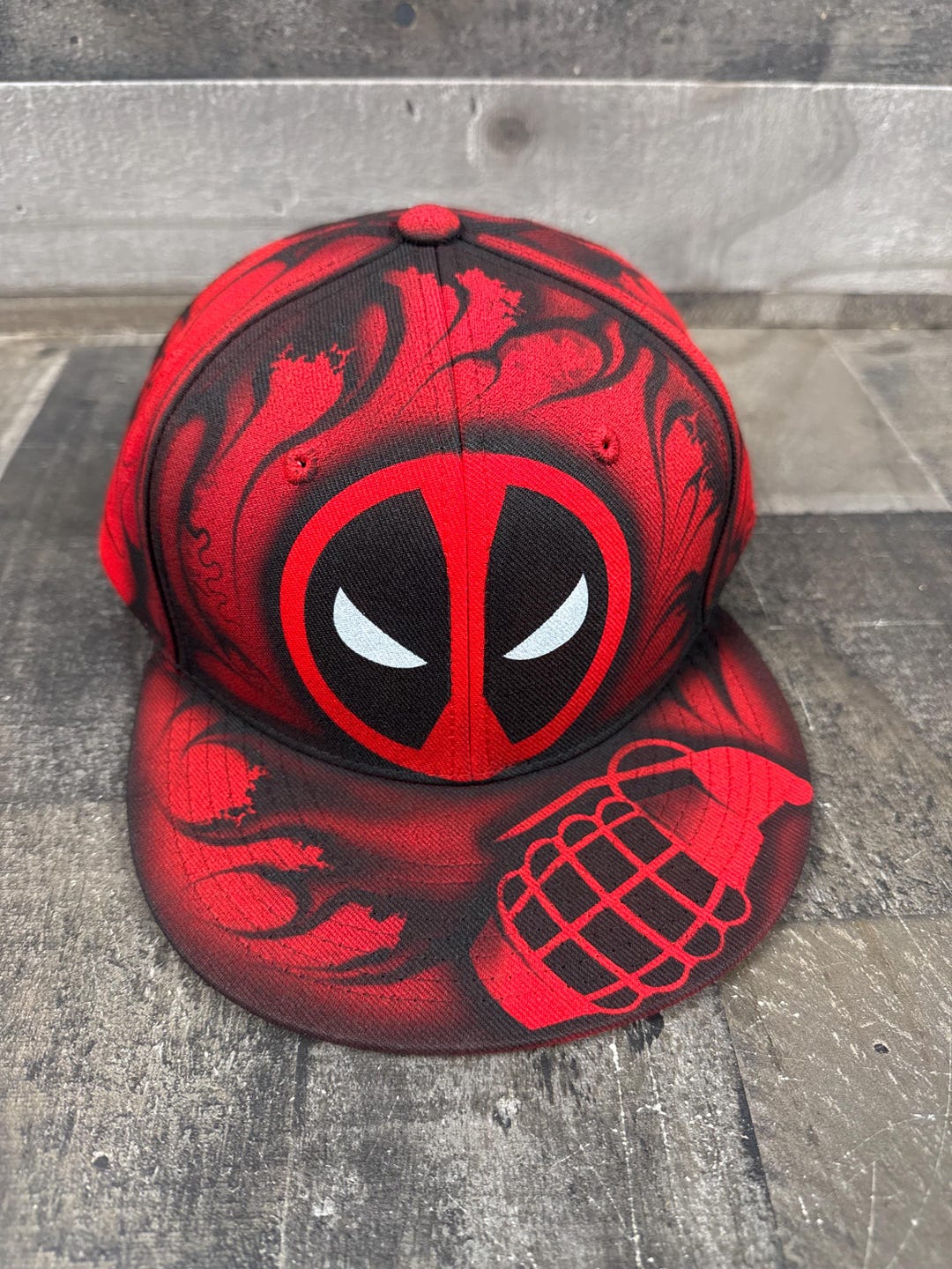 Airbrushed Deadpool Snapback Hat Hand Painted Airbrush - Etsy