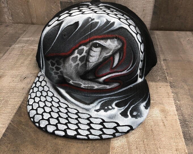 Airbrushed Viper Snake Snapback Hat Hand Painted Airbrush - Etsy