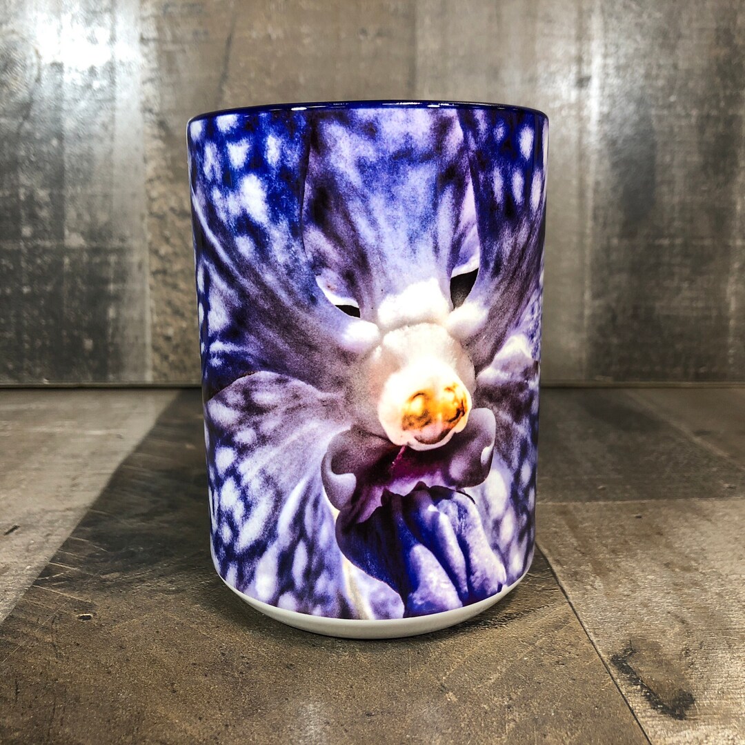 15oz Vanda Orchid Purple and Blue Flower Coffee Mug Cozy Cup 15oz - Etsy