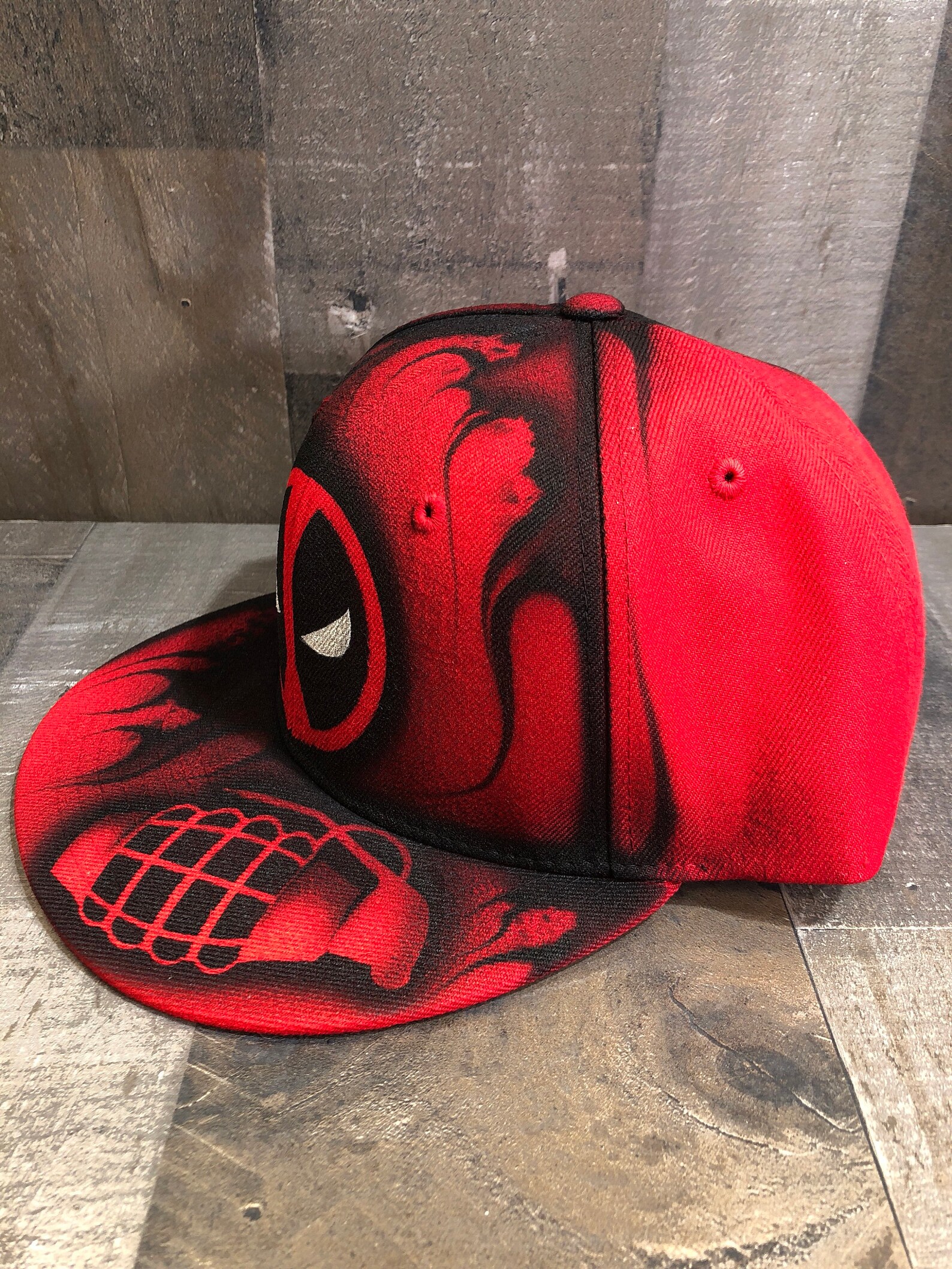 Airbrushed Deadpool Snapback Hat Hand Painted airbrush | Etsy