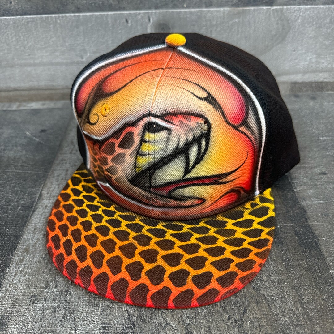 Airbrushed Viper Snake Snapback Hat Hand Painted Airbrush - Etsy