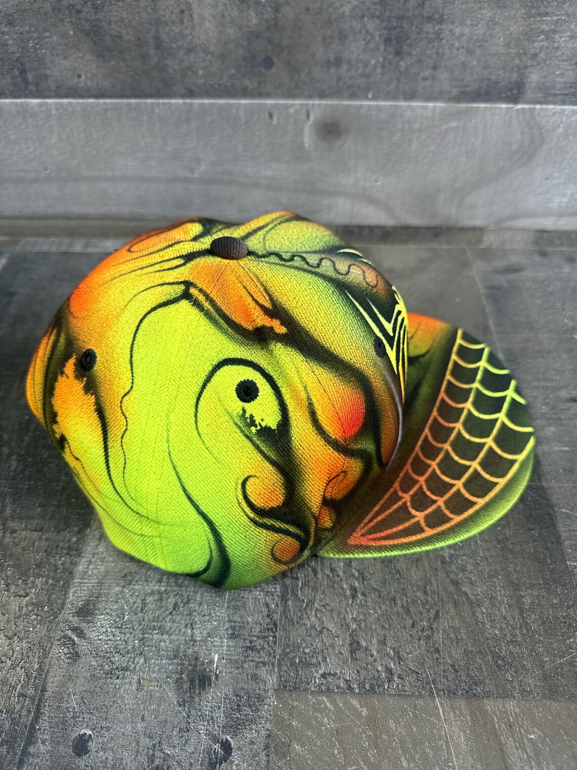 Airbrushed Neon Spider Web Snapback Hat Hand Painted Airbrush - Etsy