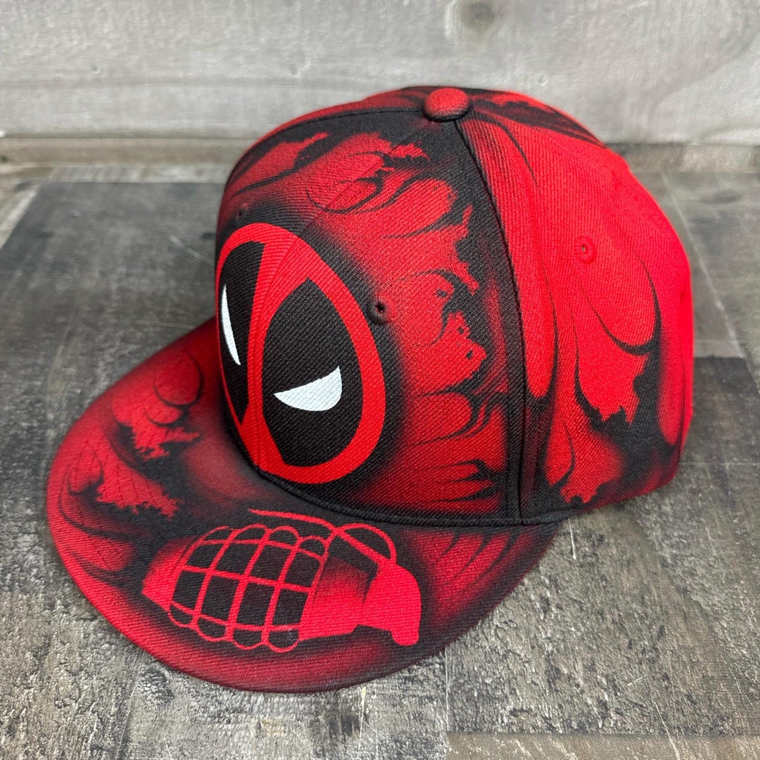 Airbrushed Deadpool Snapback Hat Hand Painted Airbrush - Etsy