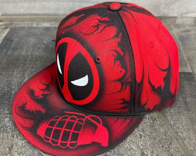 Airbrushed Deadpool Snapback Hat Hand Painted Airbrush - Etsy