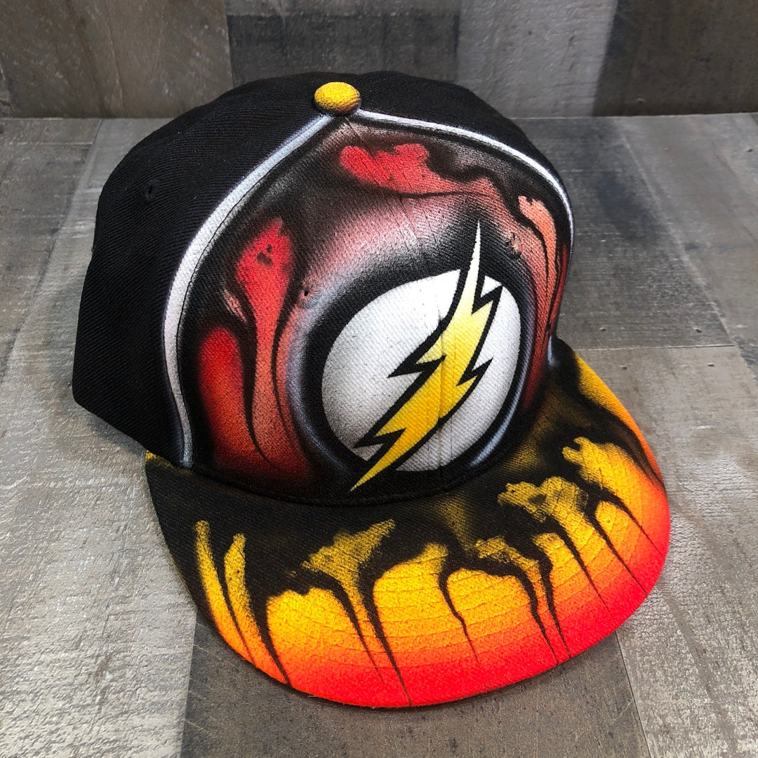 Airbrushed Flash Snapback Hat Hand Painted Airbrush Cap - Etsy