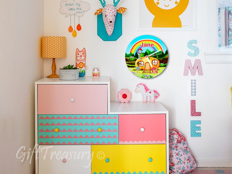 Personalized Kids Wall Clock MDF Digital Print Laminated Handmade Room ...
