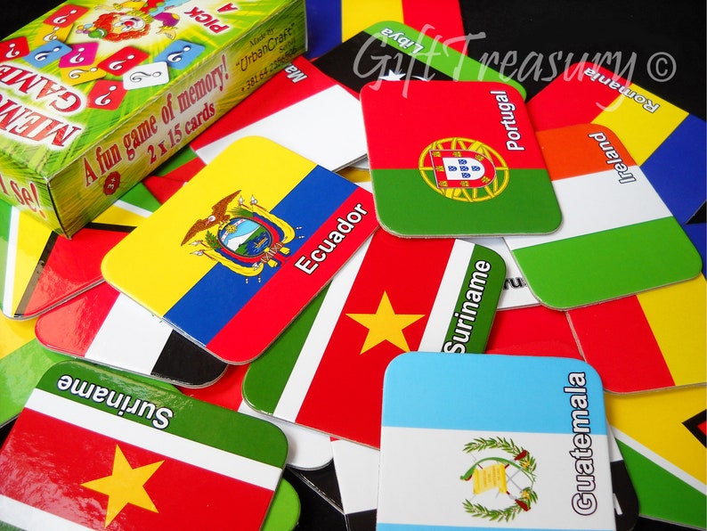 Memory Card Game Present Christmas Gift Matching Memory Set Flags ...