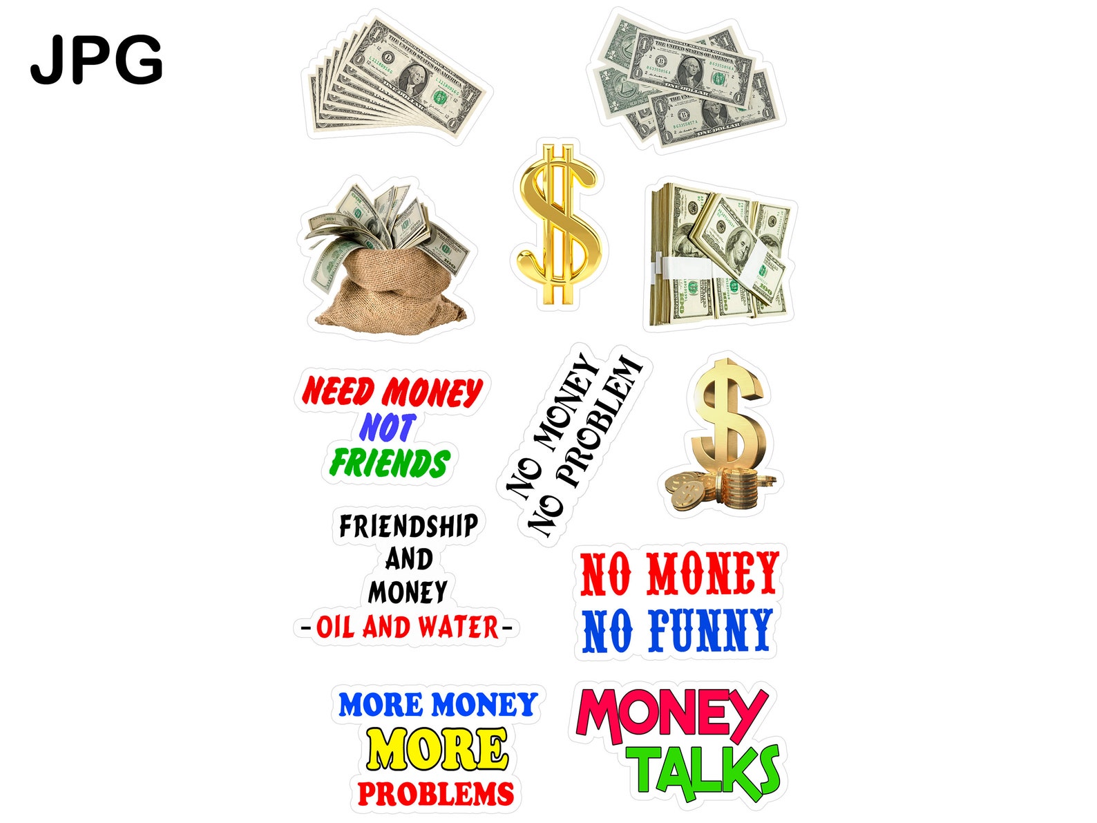Stickers Printable Digital Download Pack of Dollars Money Life - Etsy