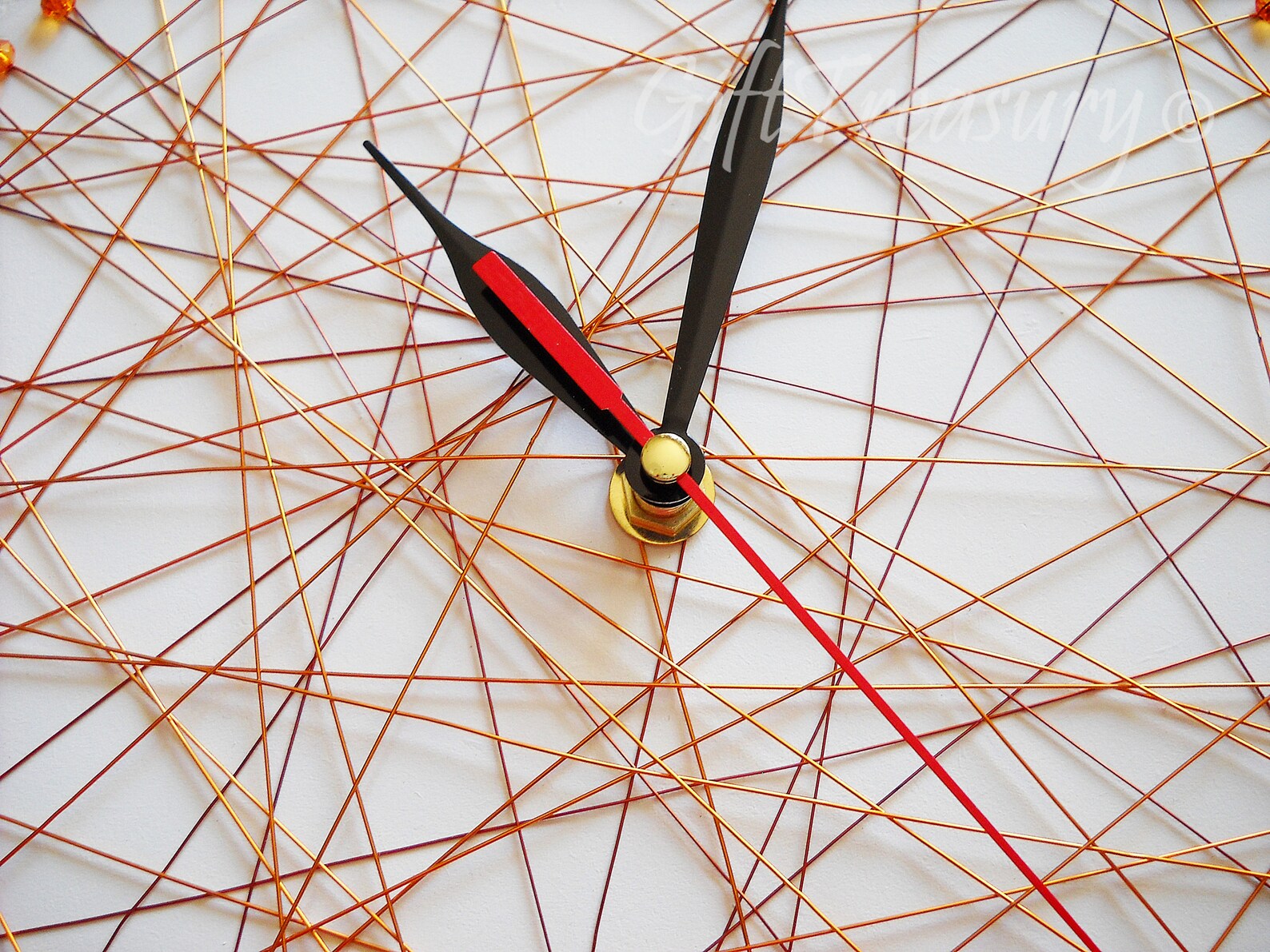 Frameless Wall Clock MDF Handmade Copper Wire Unique Modern Art Gift ...