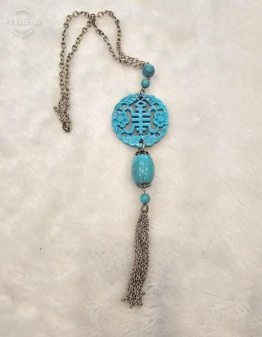 Vintage Faux Jade Asian Disc Necklace With Chain Tassel - Etsy