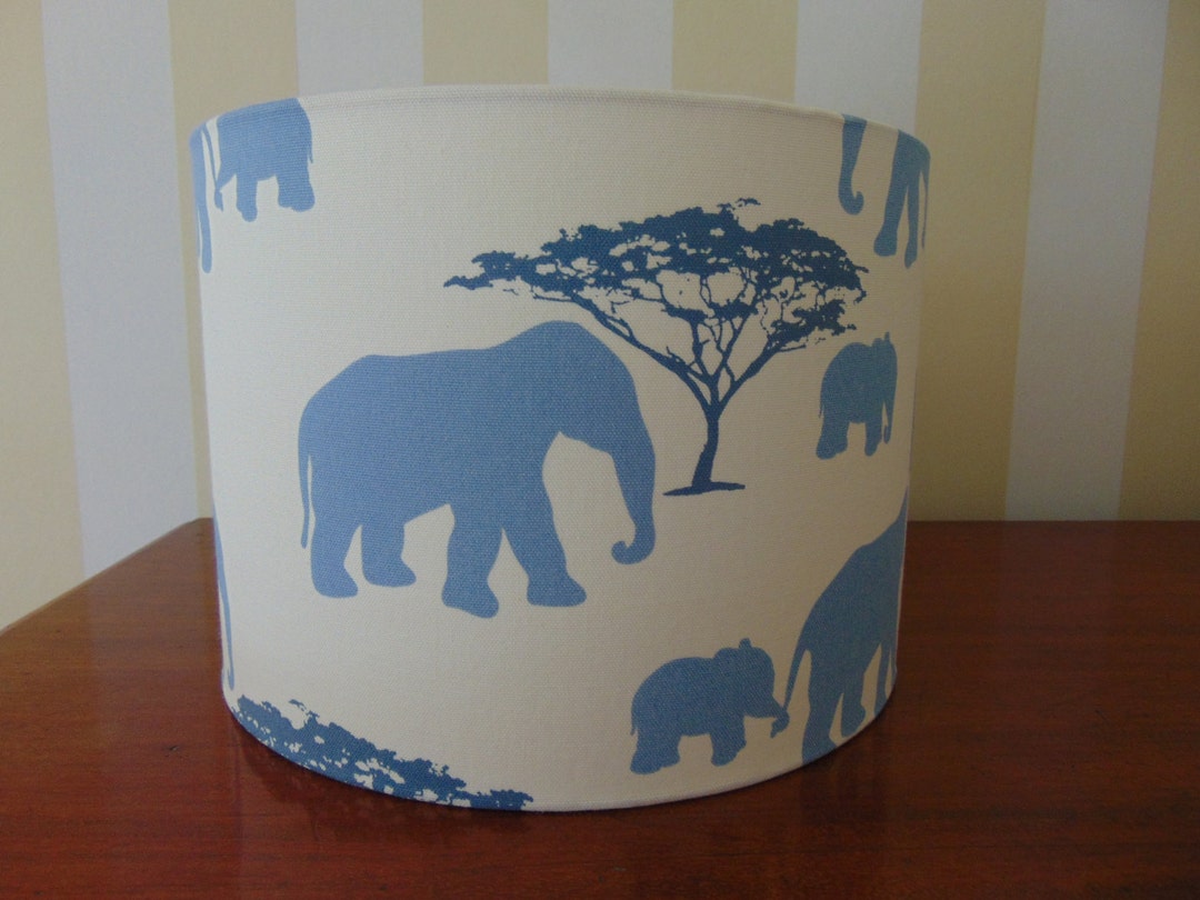 Exotic Handmade Shade in elephant Blue Fabric - Etsy