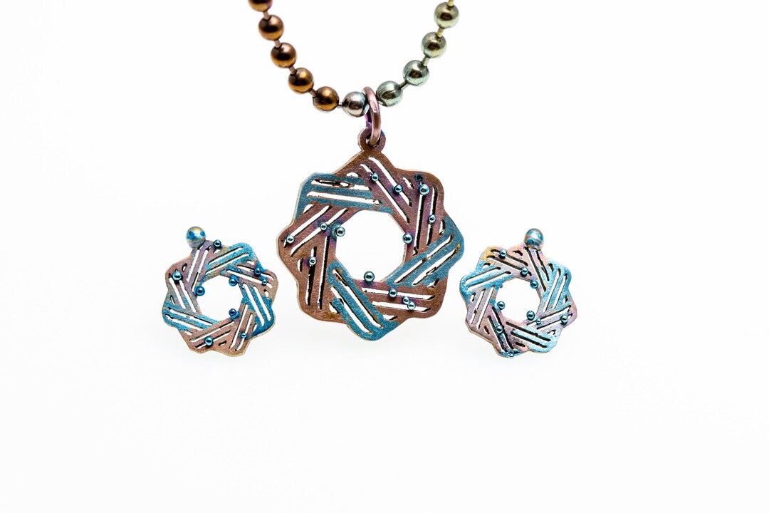 Solar Wheel. Sacred Geometry Collection. Jewlery Set. Titanium ...