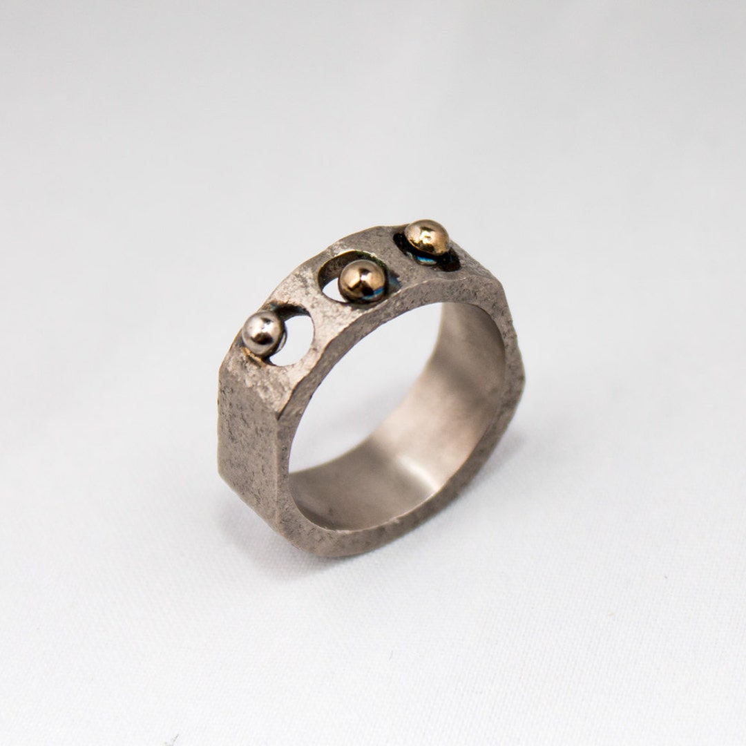 Three Jewels. Textured Titanium Welded Ring With Character Hand Made by ...