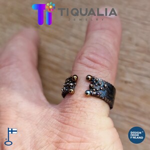 Gold in Blue. Titanium Ring, Textured Open Ring, Pure Titanium, Welding ...