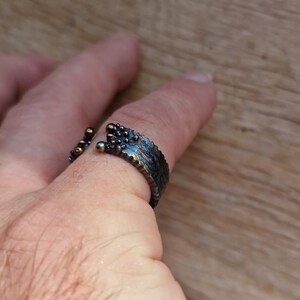 Gold in Blue. Titanium Ring, Textured Open Ring, Pure Titanium, Welding ...