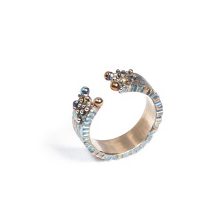 Gold in Blue. Titanium Ring, Textured Open Ring, Pure Titanium, Welding ...