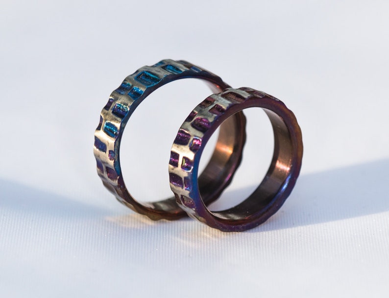 Deep & Purple Titanium Ring Textured Ring Pure Titanium - Etsy