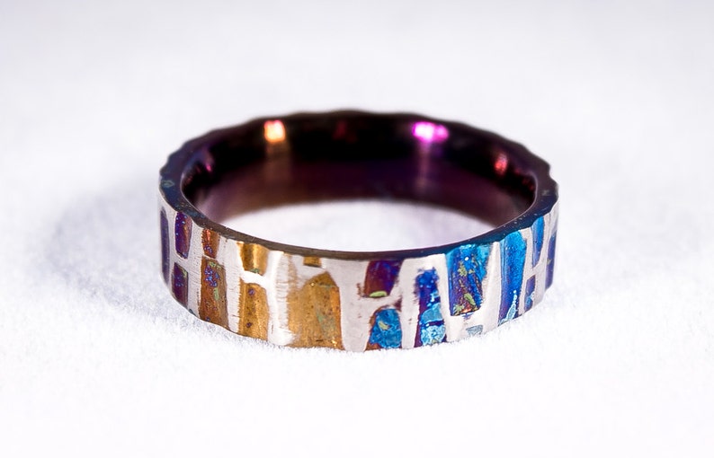 Deep & Purple Titanium ring Textured Ring Pure Titanium | Etsy