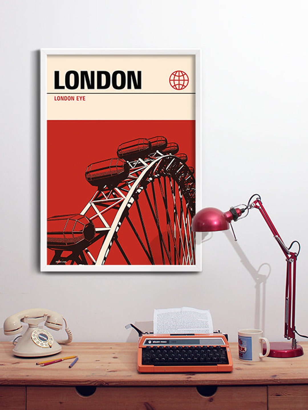 London Travel Print, Mid Century Modern Poster, London Skyline, London ...