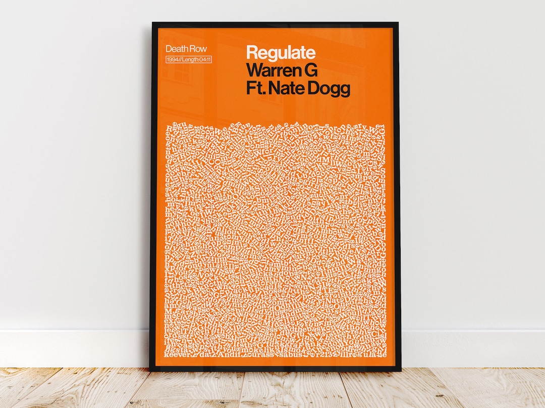 Regulate Hip Hop Poster, Warren G Hip Hop Lyrics Print, Nate Dogg ...