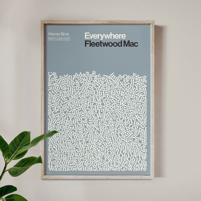 Fleetwood Mac Print Everywhere Song Lyrics Poster Word Art - Etsy New ...