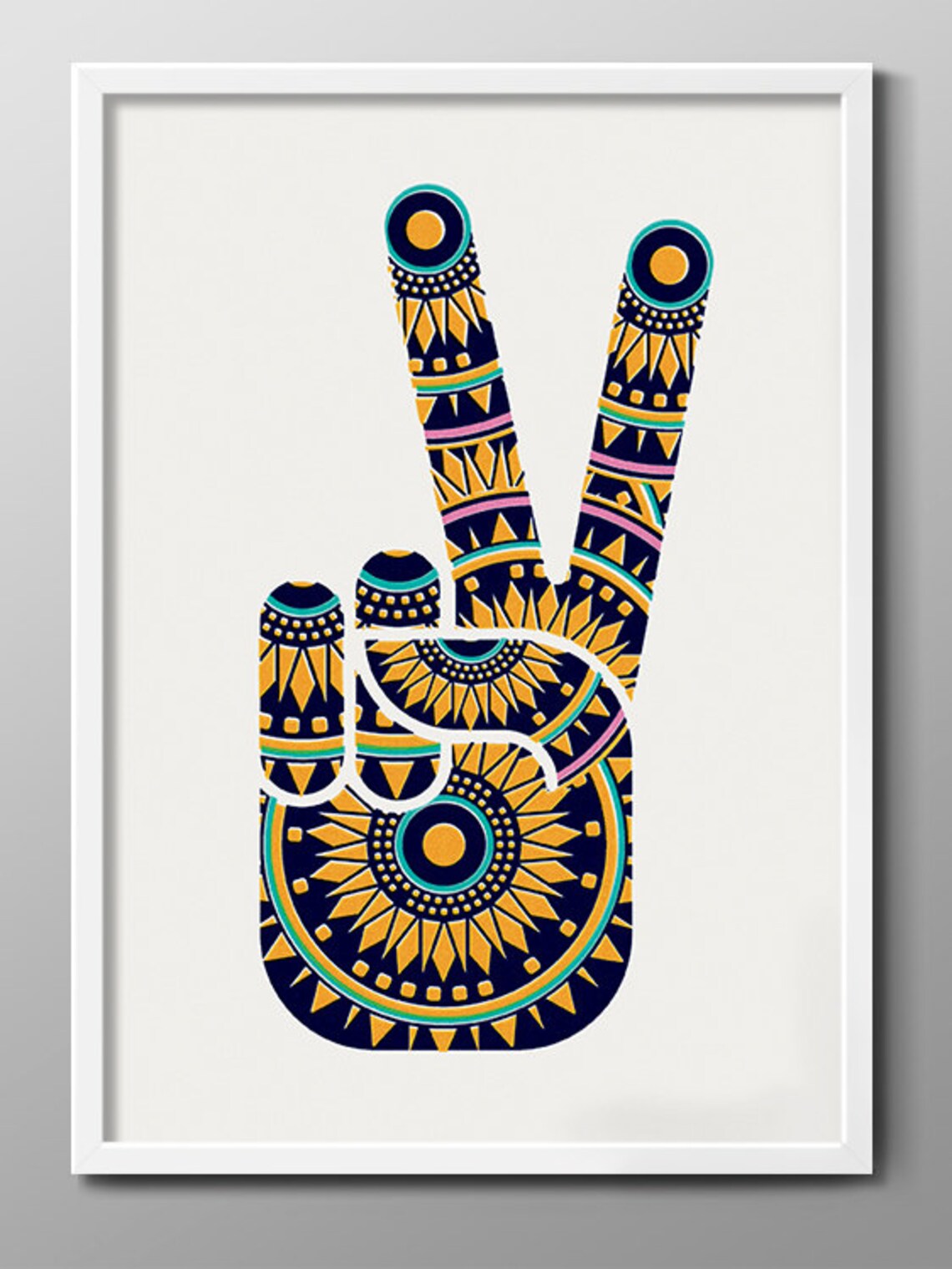 Peace Sign Print Boho Hippy Wall Art 60s Style Bohemian - Etsy