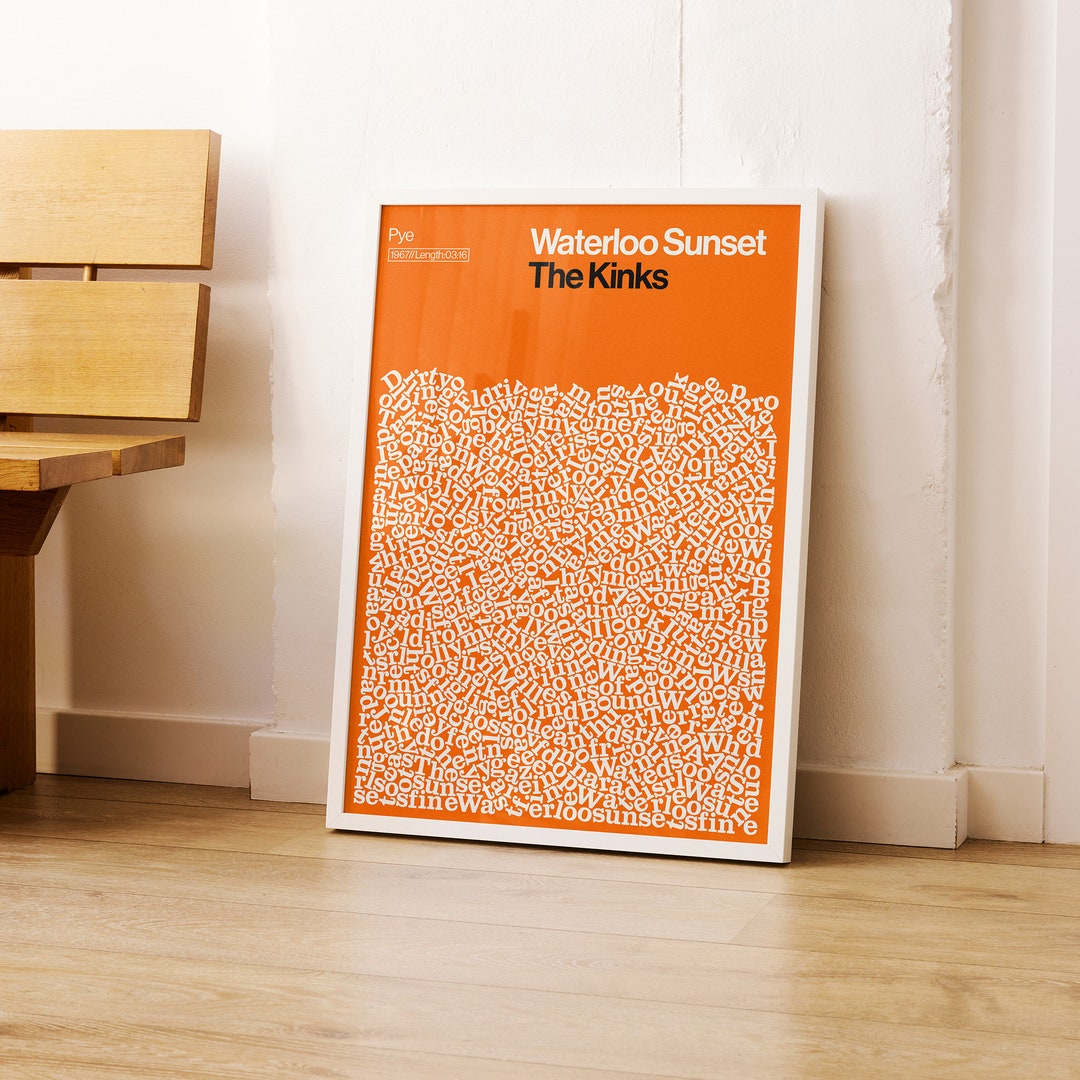 The Kinks Poster Waterloo Sunset Song Lyric Print the Kinks Music Art ...