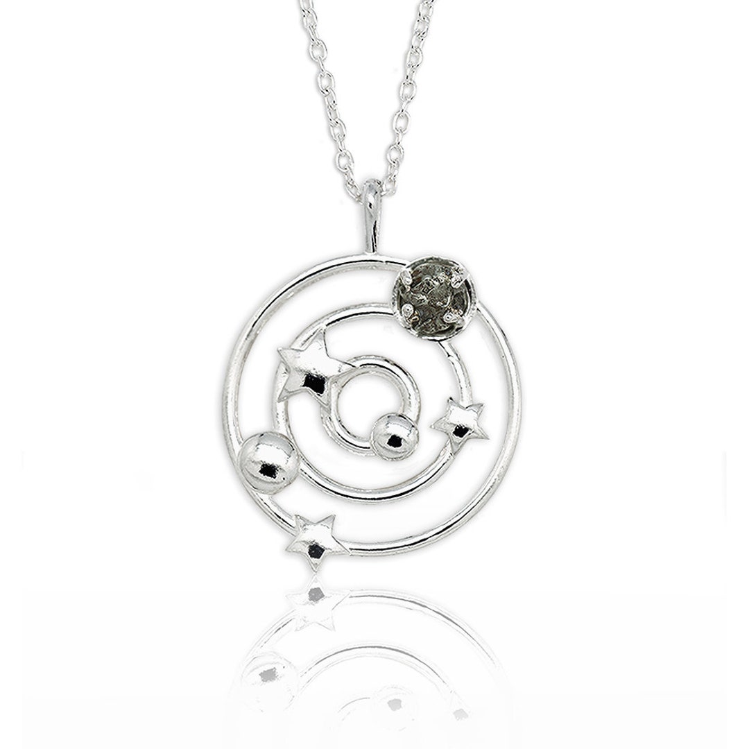 Meteorite Solar System Pendant in Sterling Silver - Etsy