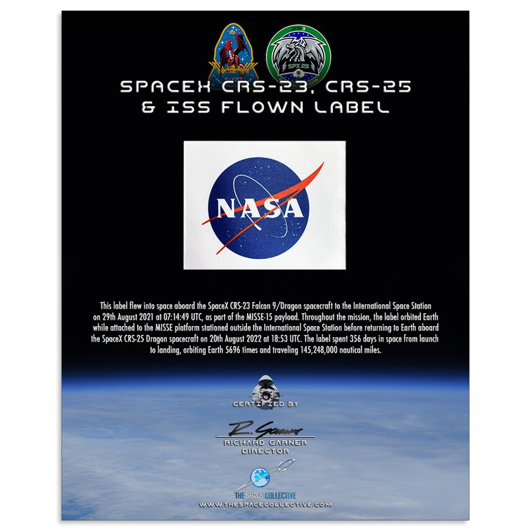 Spacex & ISS Flown NASA Vector Label - Flown in Space - NASA - Etsy