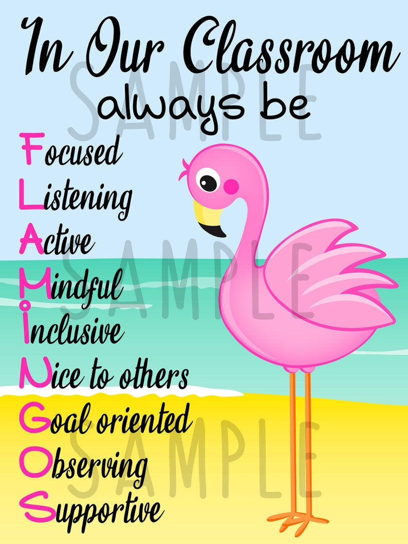 Flamingo in Our Classroom Poster Always Be Motivational - Etsy