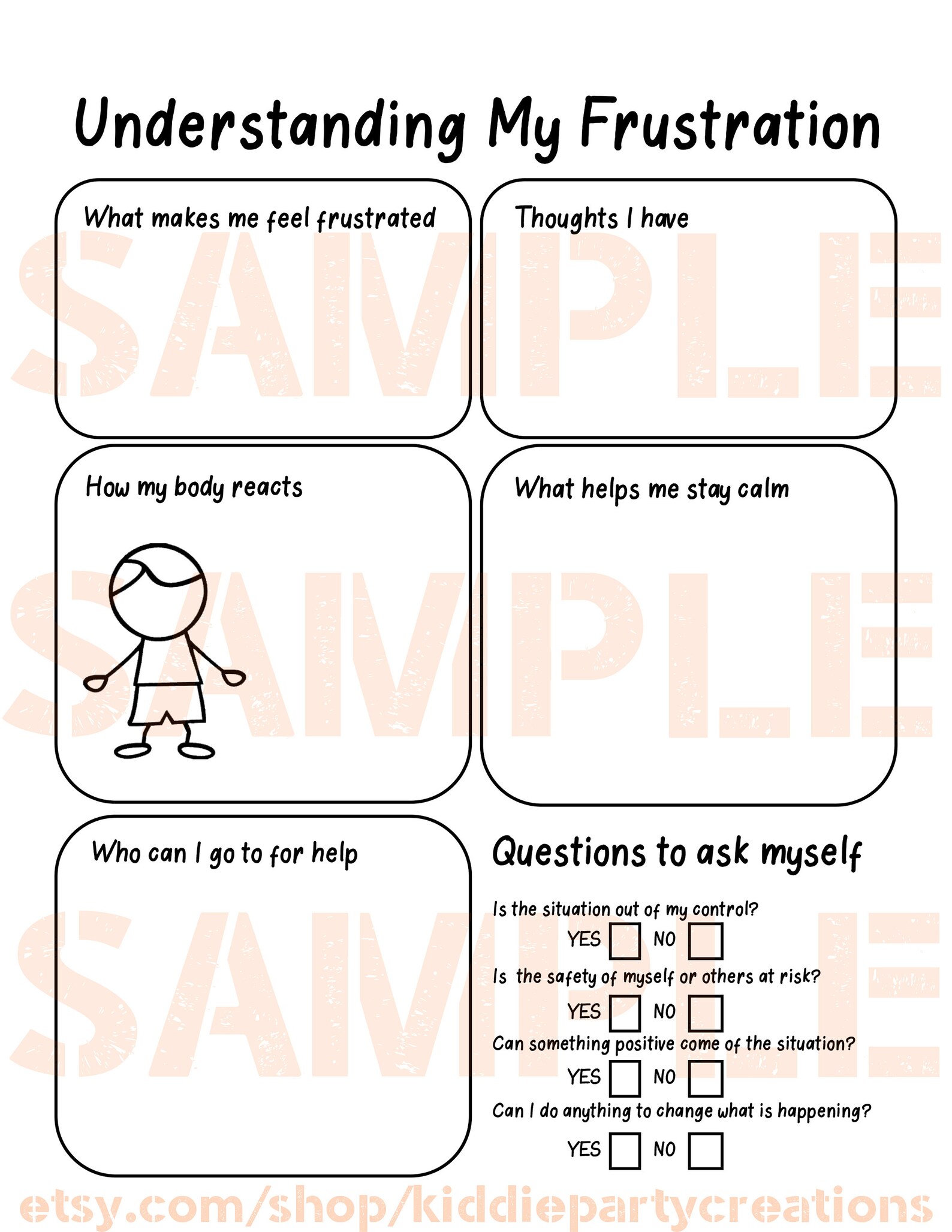 Understanding my Feelings Printable Worksheet Self Help | Etsy