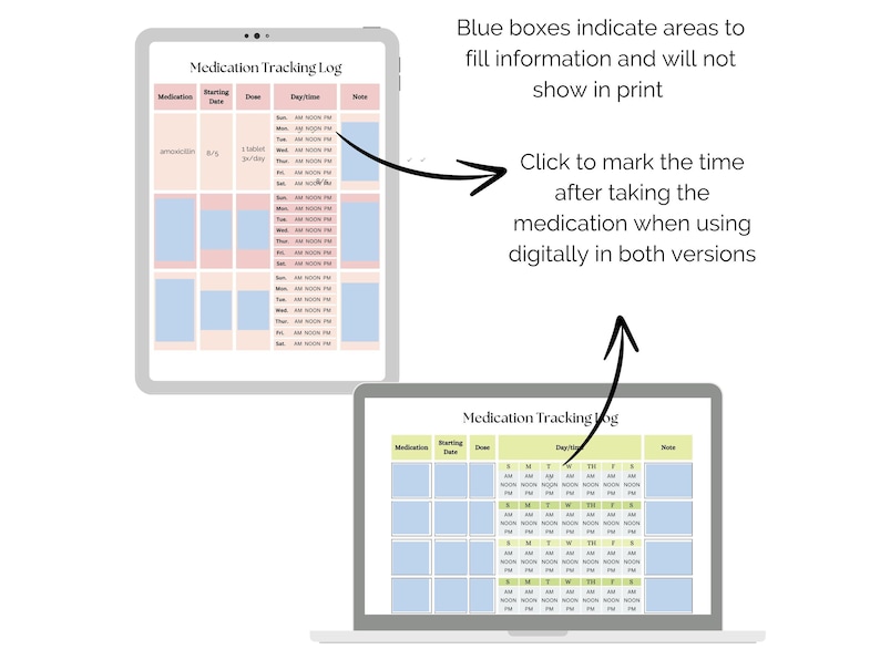 Medication Log,medication Form,medication Tracker, Medication List ...
