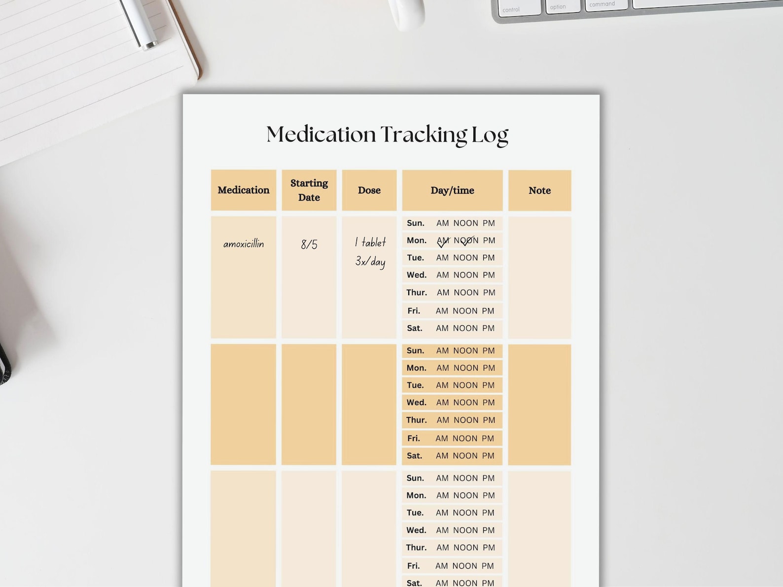 Medication Log,medication Form,medication Tracker, Medication List ...
