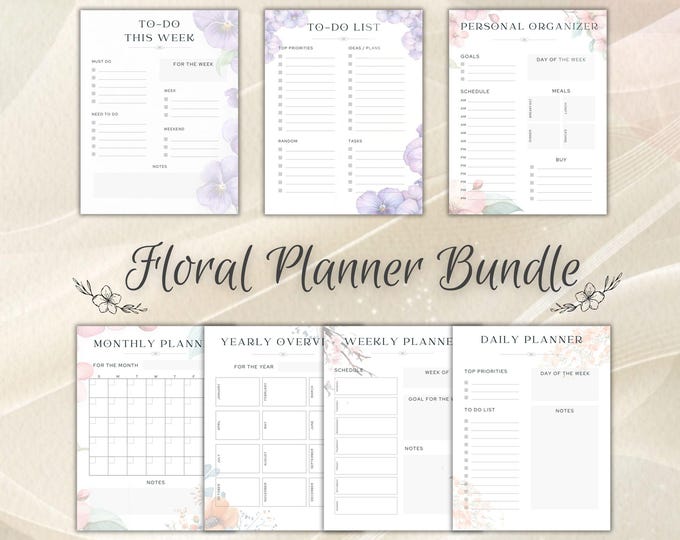 2025 All-in-one Printable Planner: Feminine Design, Watercolor Art and ...