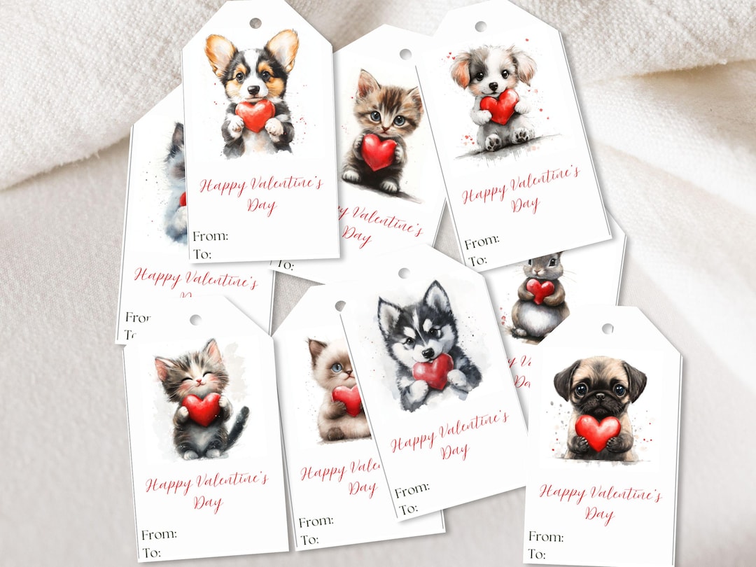 Editable Printable Watercolor Animal Valentine's Day Gift Tag, School ...