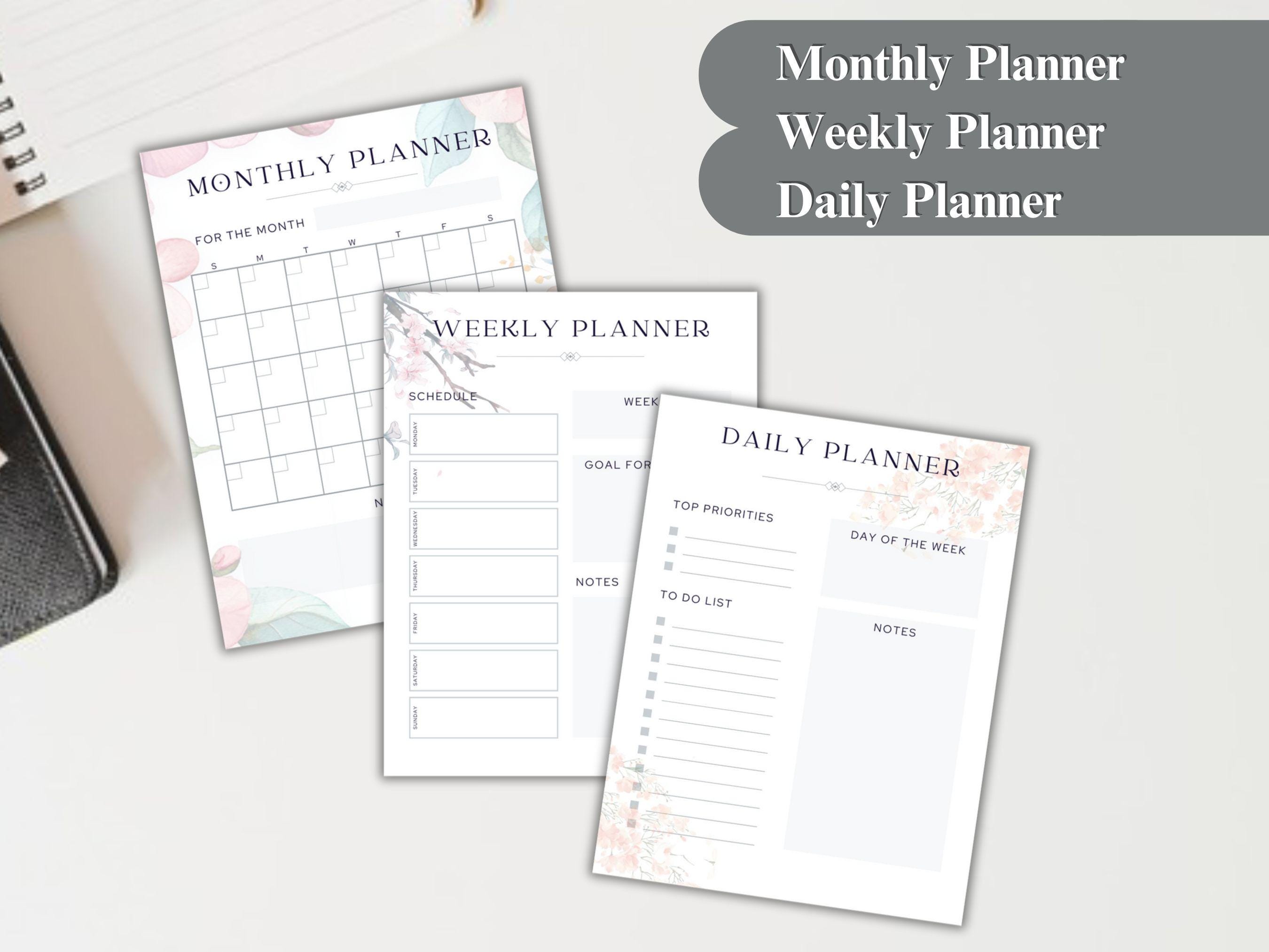 Floral Printable Planner Bundle, Year Printable Planner, Personal ...