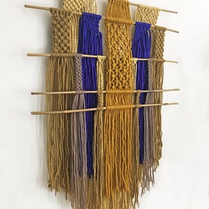 Macrame Wall Hanging With Bamboo Sticks Colorful Tapestry Boho Decor ...