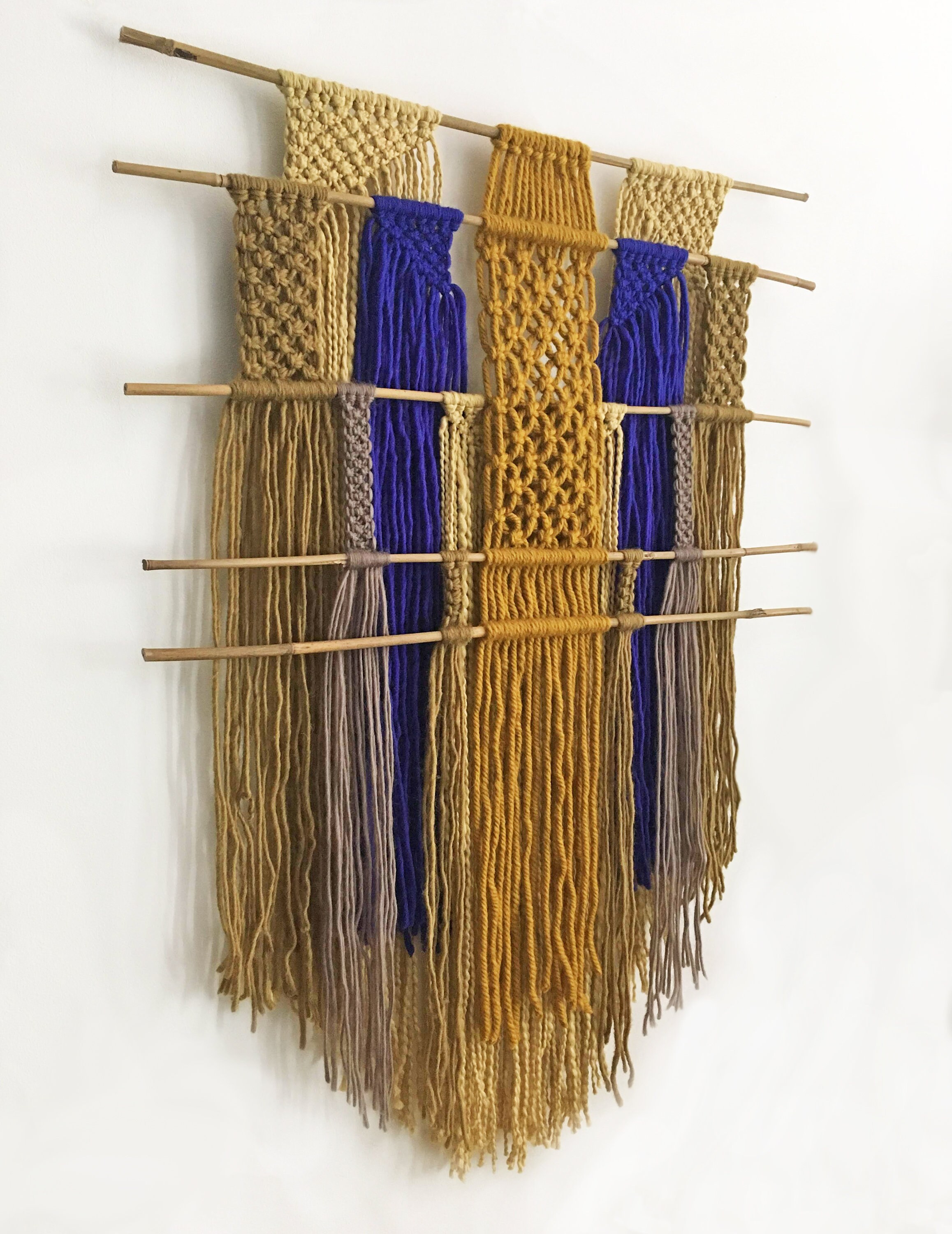 Macrame Wall Hanging With Bamboo Sticks Colorful Tapestry - Etsy