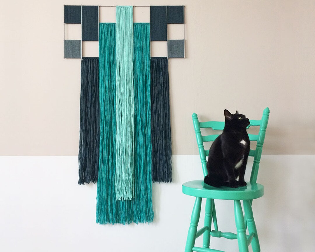 Macrame Wall Hanging With Metal Grid Geometric Tapestry - Etsy