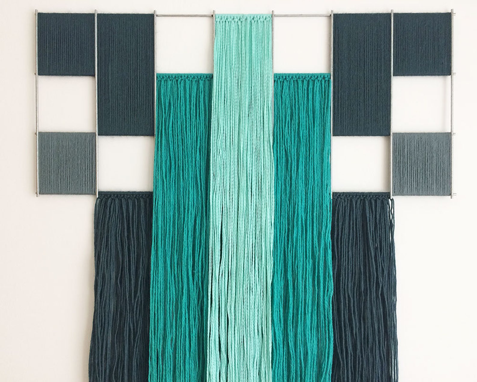 Macrame Wall Hanging With Metal Grid Geometric Tapestry - Etsy