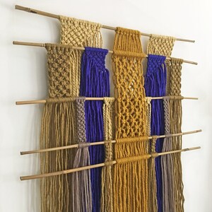 Macrame Wall Hanging With Bamboo Sticks Colorful Tapestry Boho Decor ...