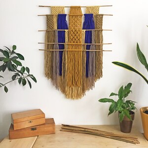 Macrame Wall Hanging With Bamboo Sticks Colorful Tapestry Boho Decor ...