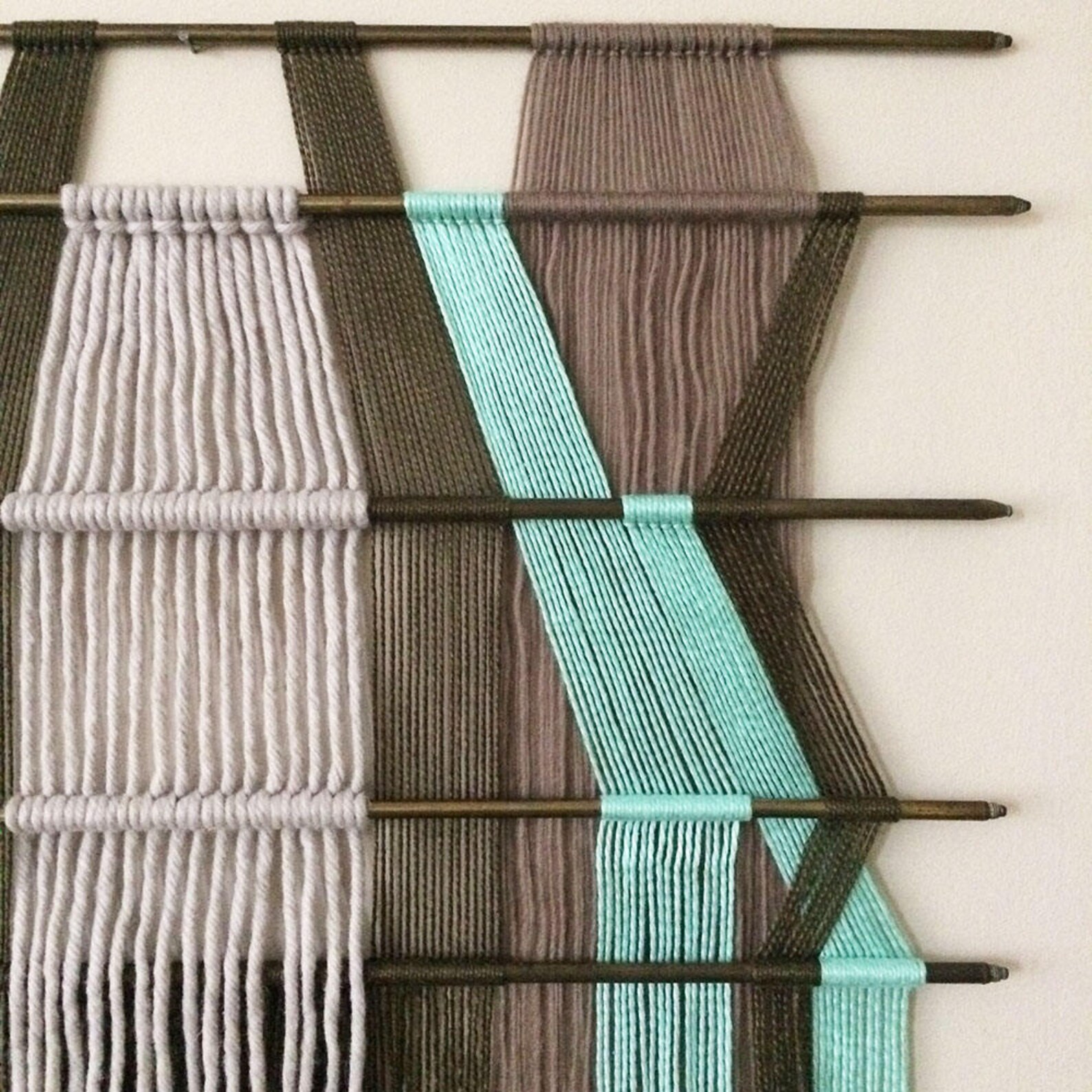 Macrame Wall Hanging With Metal Stair Rods Colorful Fiber | Etsy