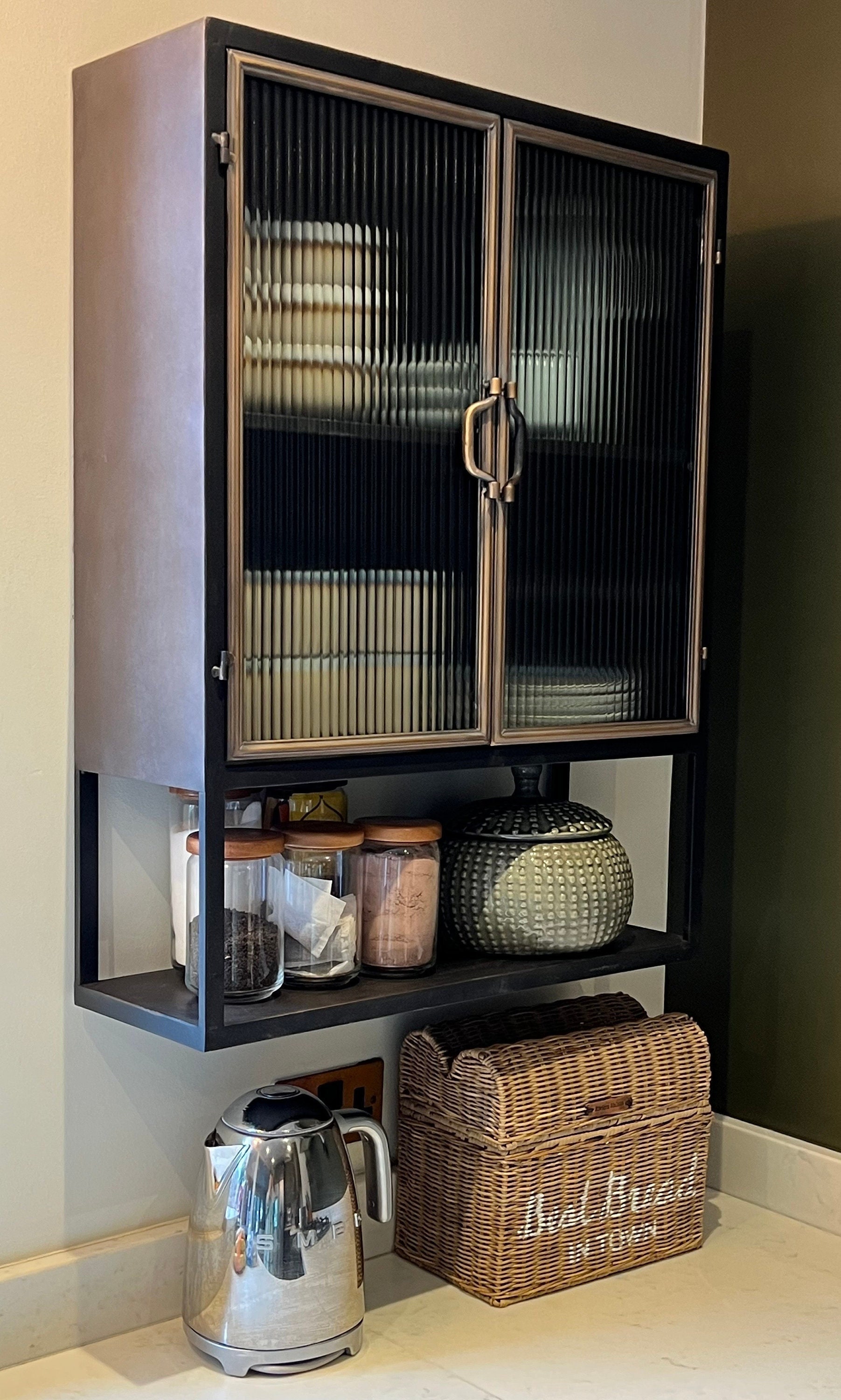 Black Metal Ribbed Glass Wall Mounted Storage Display Cabinetbathroom Storage Cabinetkitchen Wall Cabinetglazed Industrial Wall Cabinet Etsy
