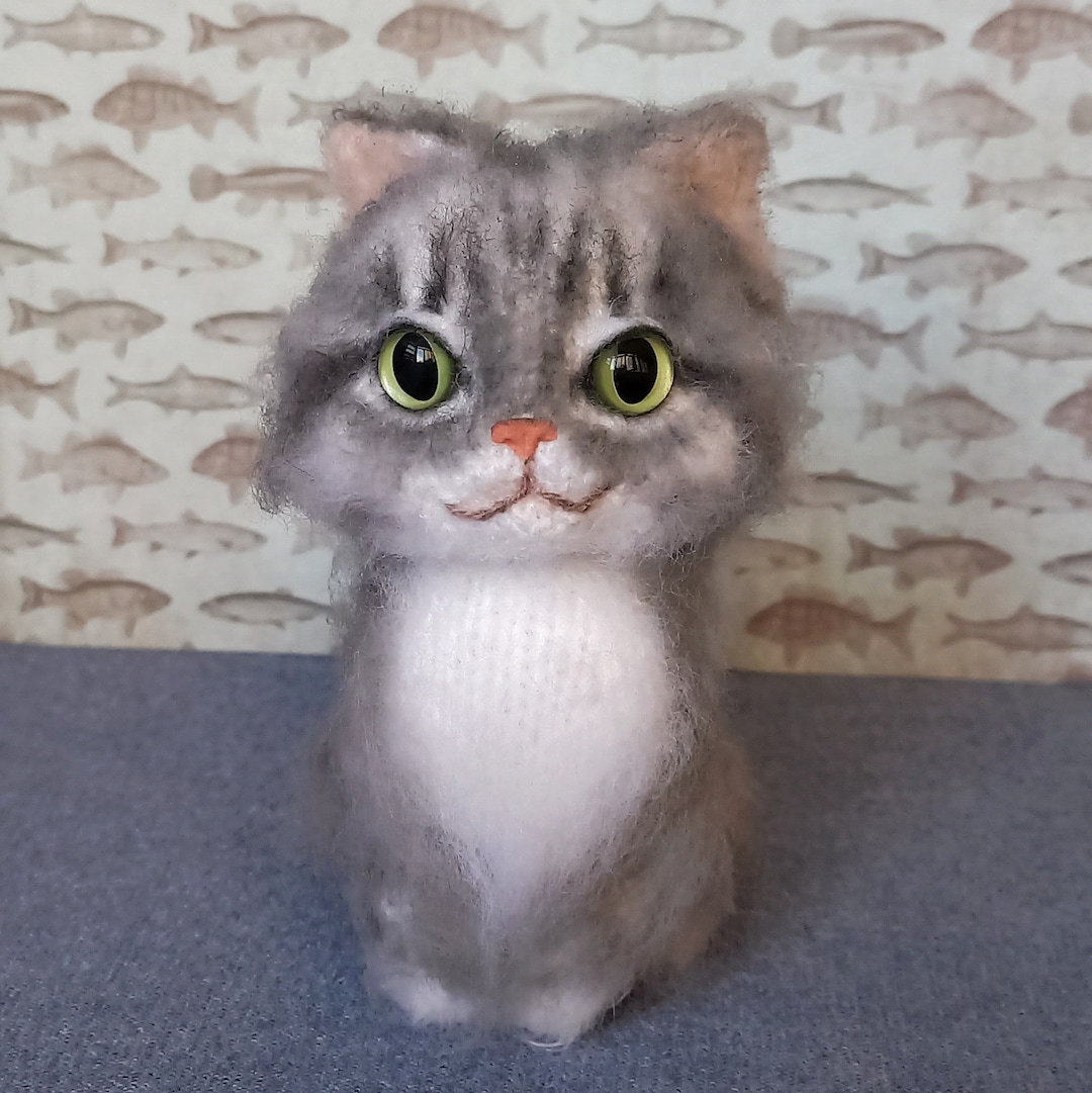 Tabby Cat Plush for Long Distance Relationship Gift, White Black Lucky ...
