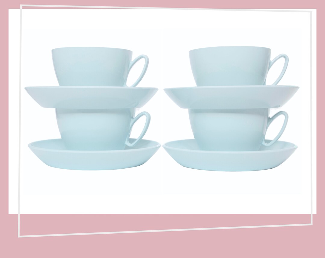 Set of 4 Mepal Cups and Saucers 1950s Designer Teun Teunissen Van Manen ...