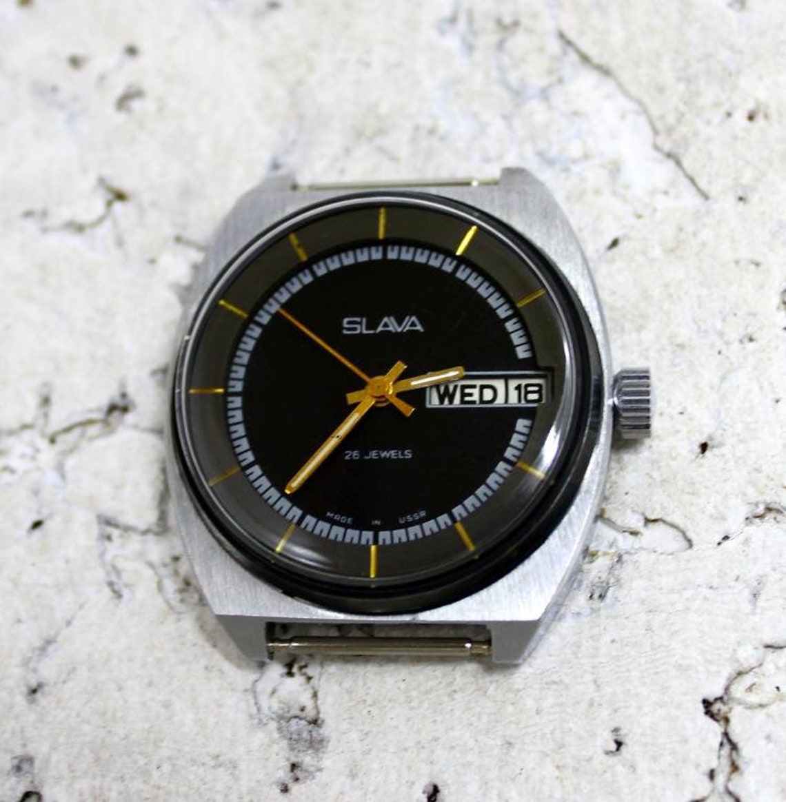 Men's Vintage Watch Slava Watch Day & Date Calendar - Etsy